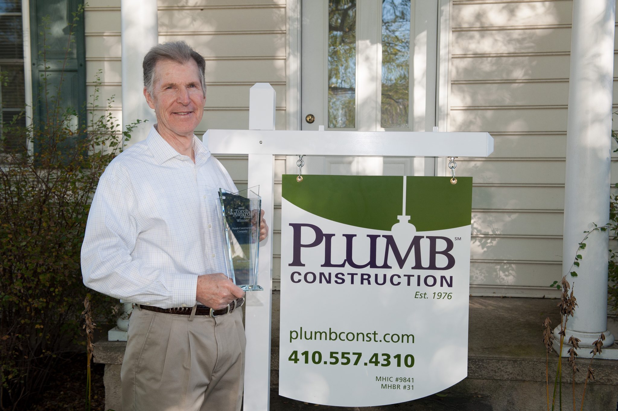 A. Thomas Rayner recognized by the BBB | Plumb Construction